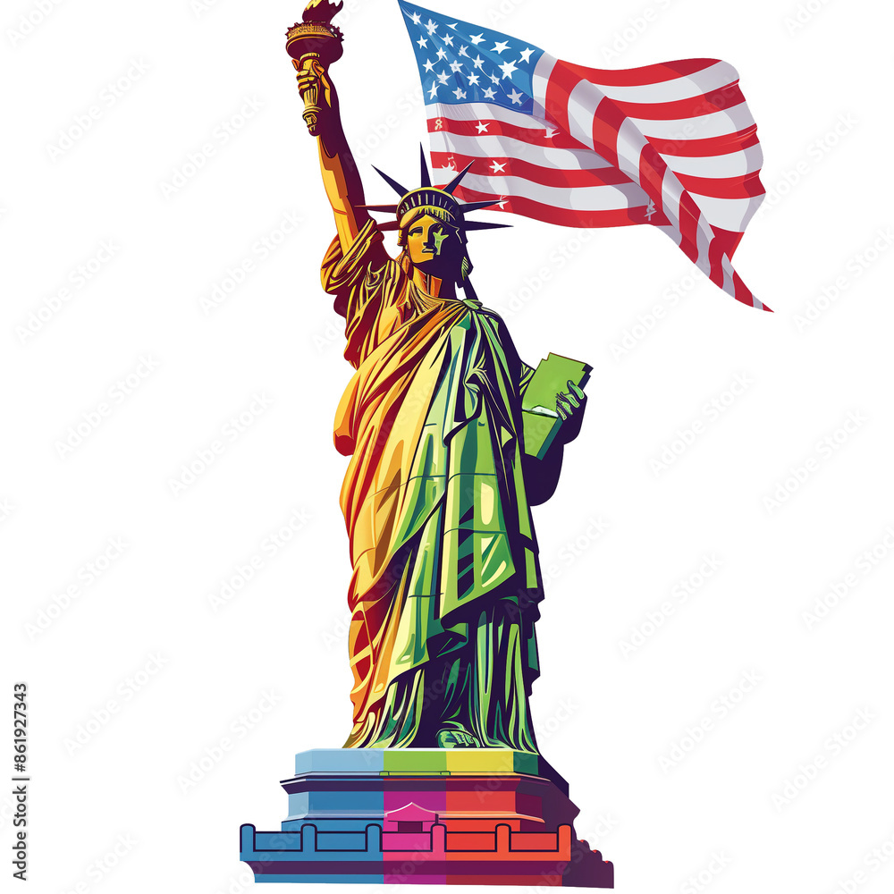 rainbow LGBTQ Statue of liberty clip art with USA flag, independence ...