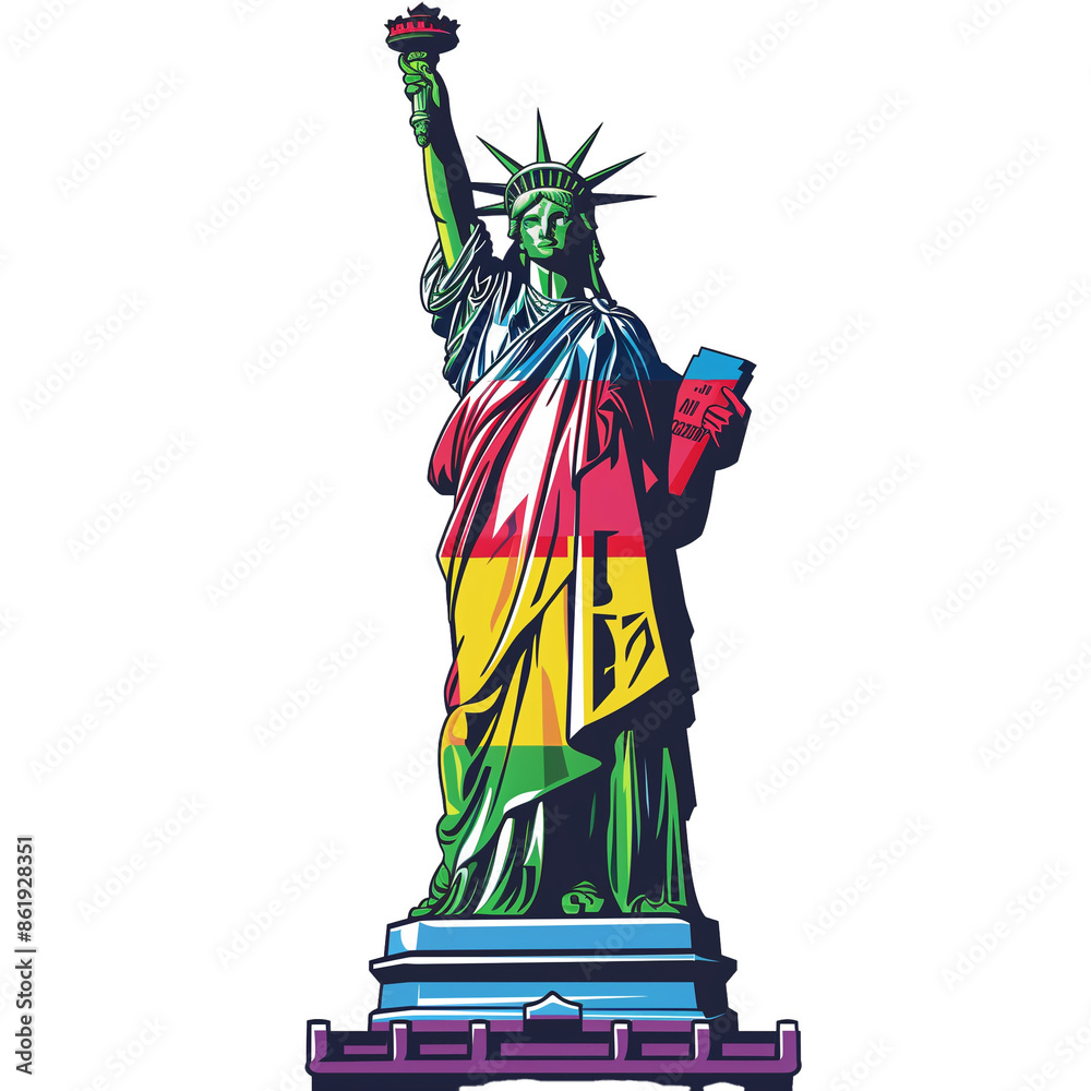 rainbow LGBTQ Statue of liberty clip art with USA flag, independence ...
