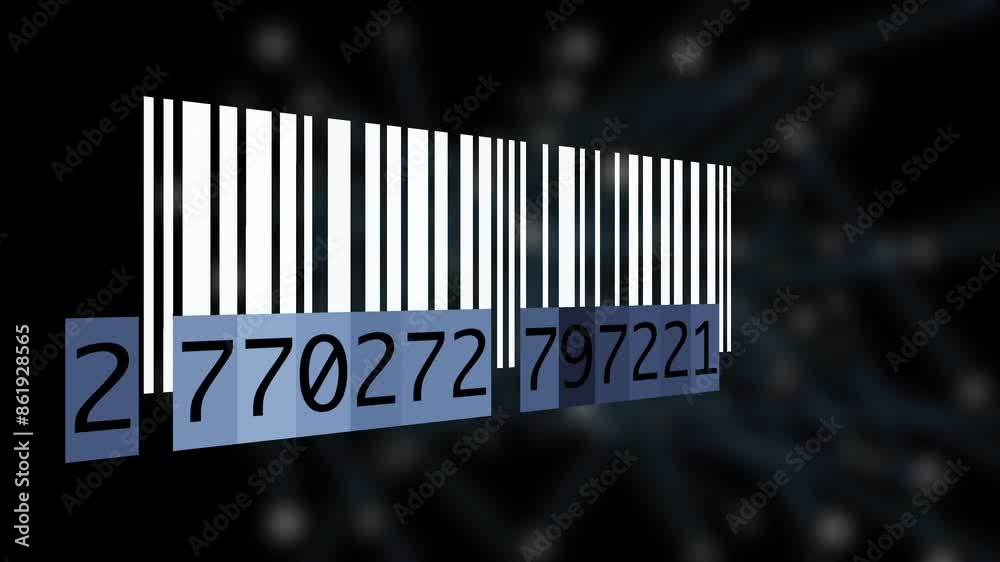 Rows of barcode lines serve as the backdrop for dynamic motion graphics ...