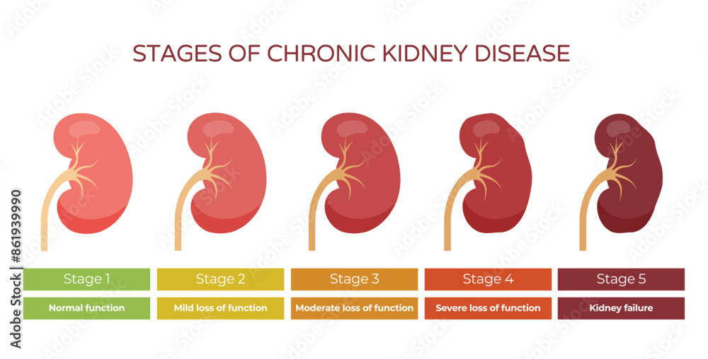 Kidney disease stages. Failure or chronic disease kidneys stages chart ...