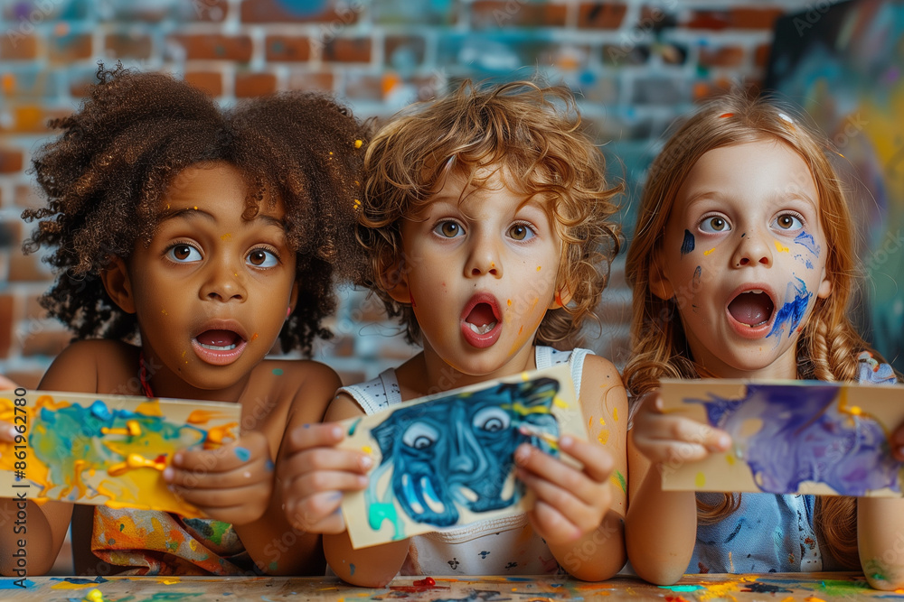 The image shows five children smiling brightly at the camera. The group ...