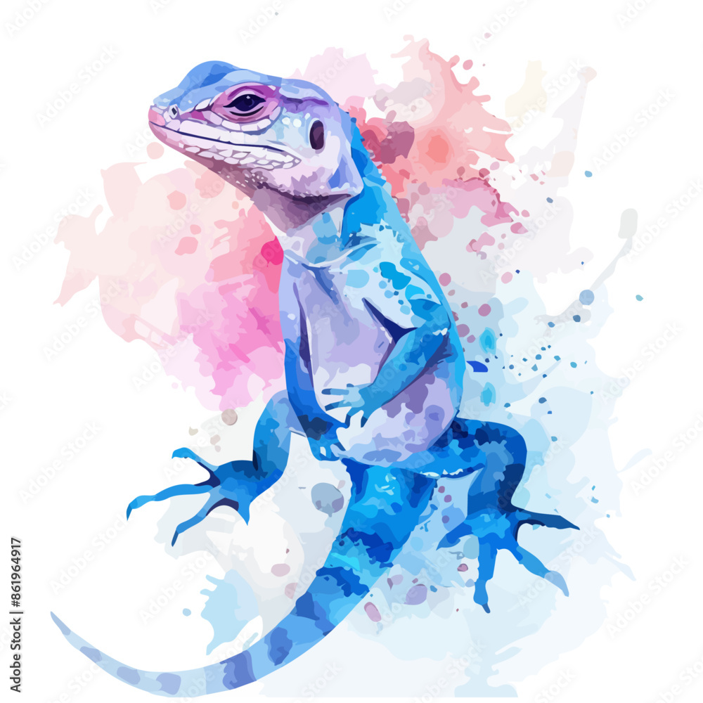 Watercolor painting of a lizard, isolated on a white background, lizard ...