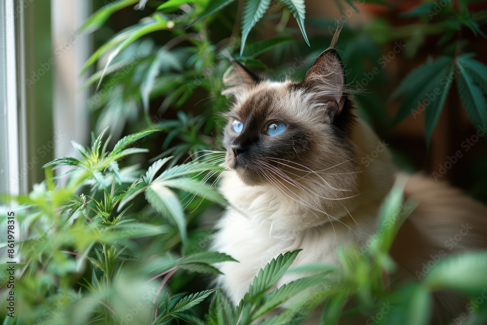 le Cat Exploring a Room with Cannabis themed Decor High Resolution ...