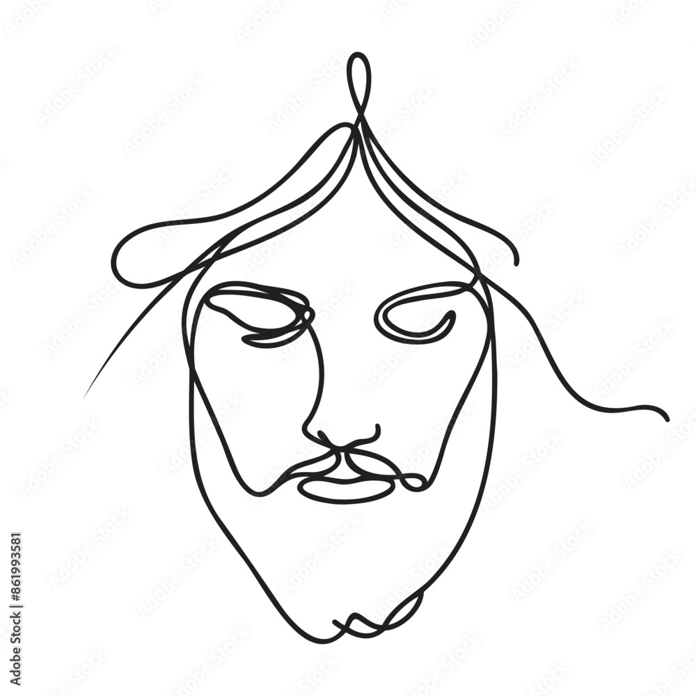 Jesus Christ Continuous one line drawing. Vector illustration Stock ...