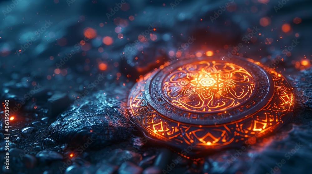 Enchanting amulet illustration with glowing runes, great for fantasy ...