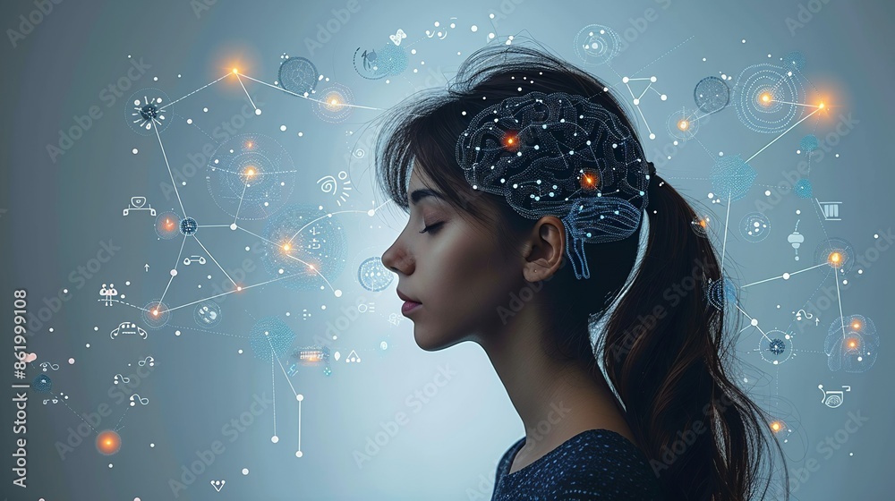 Thought-provoking psychology illustration with a mind map, great for ...