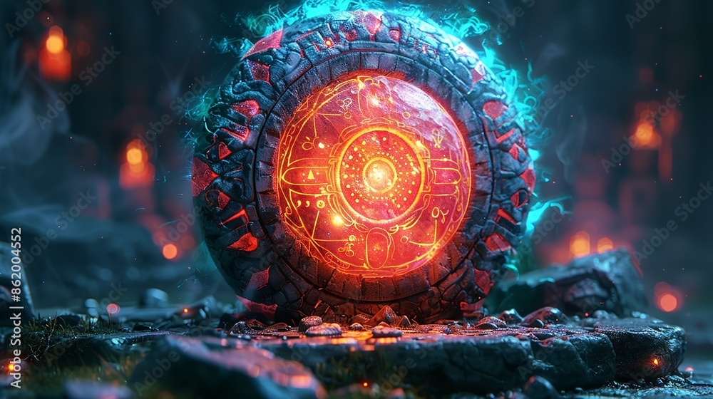 Mystical amulet illustration with ancient symbols, great for fantasy ...