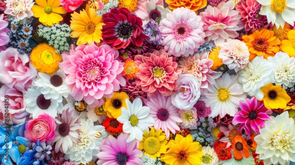 vibrant and captivating background with a plethora of colorful flowers ...