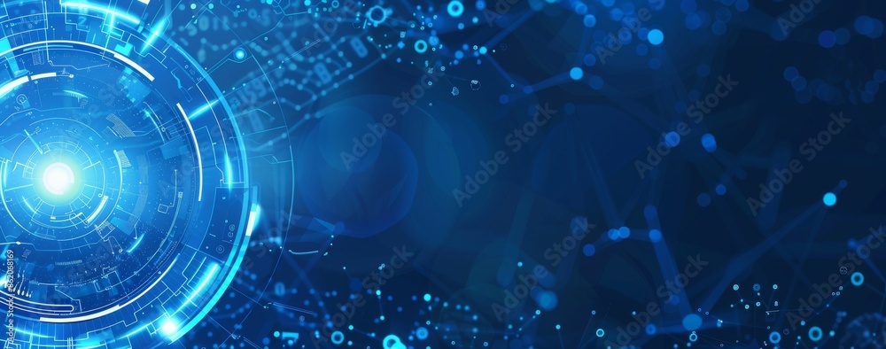 Blue background with digital circuit and technology elements vector ...