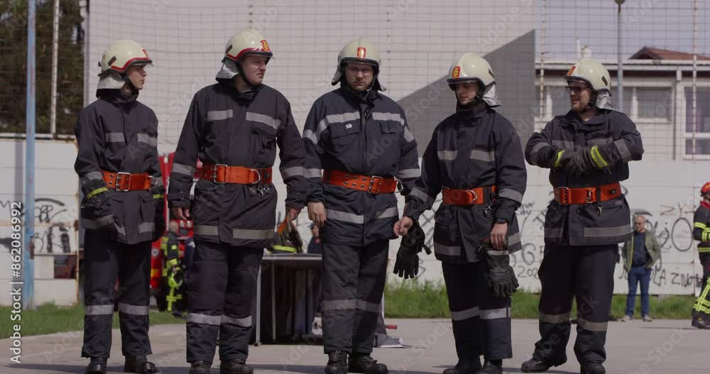 A specialized firefighting unit equipped with special attire and ...