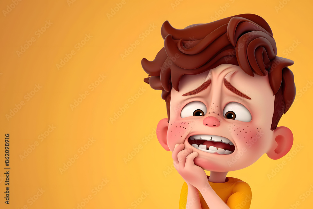 Cartoon Kid's Scare, sad, fear child. Cartoon Kid's Toothache, Dental ...