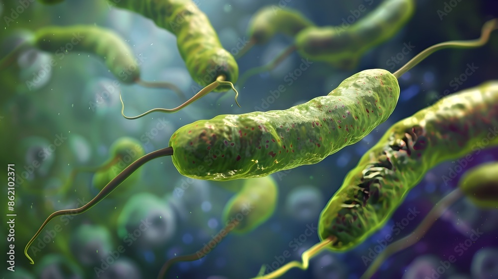 Detailed Microscopic View of Helicobacter Pylori Bacteria for Medical ...