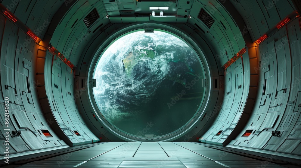 'view window planets space station ship spaceship spacecraft air lock ...