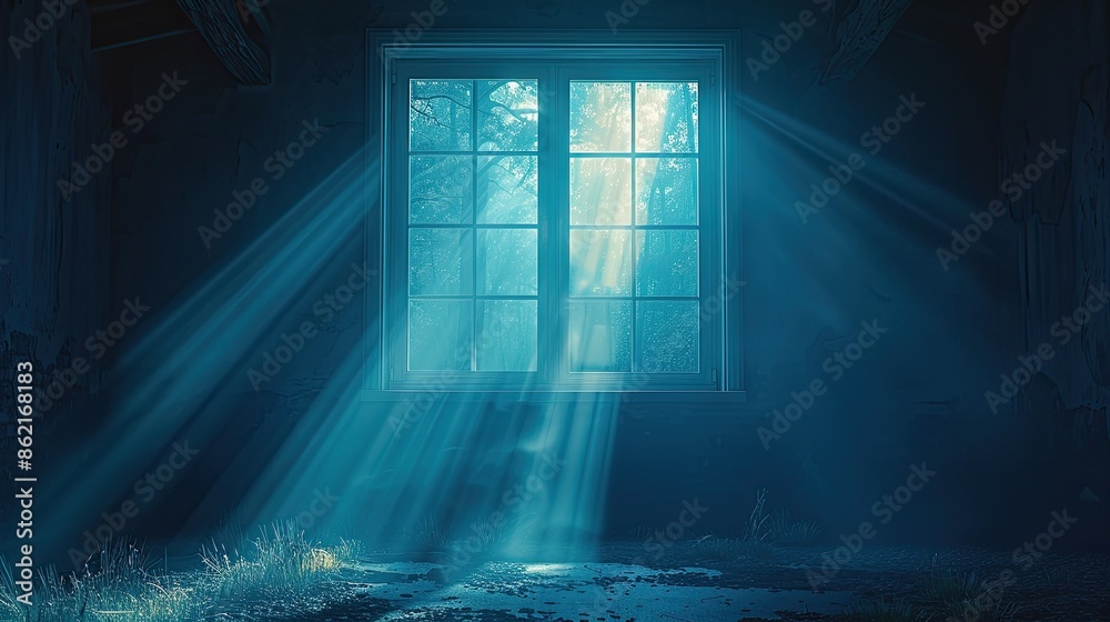 window moonlight generation shadows AI window dark room light Empty ...