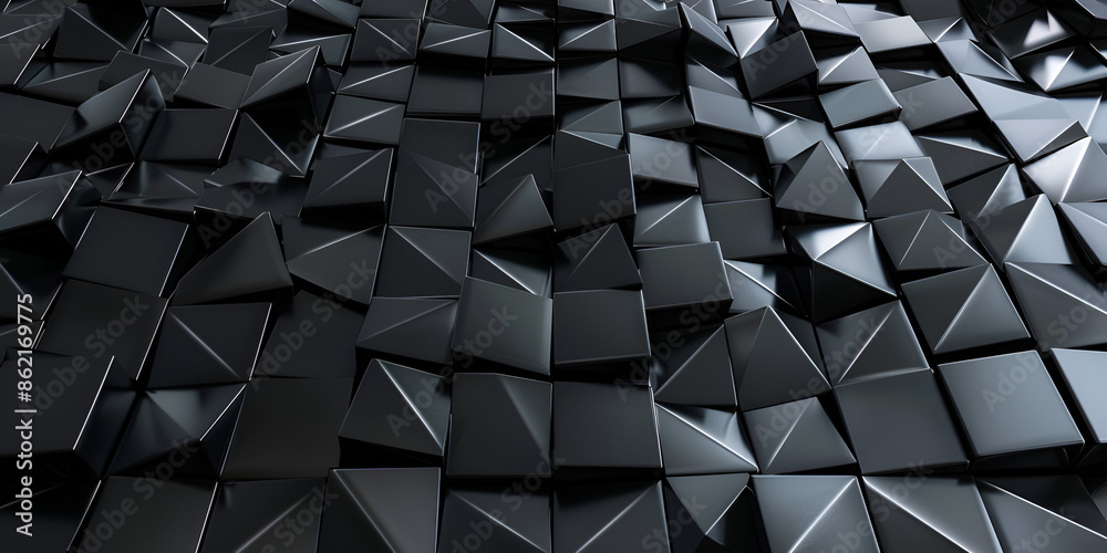 digital artwork of a dark, abstract pattern composed of geometric ...
