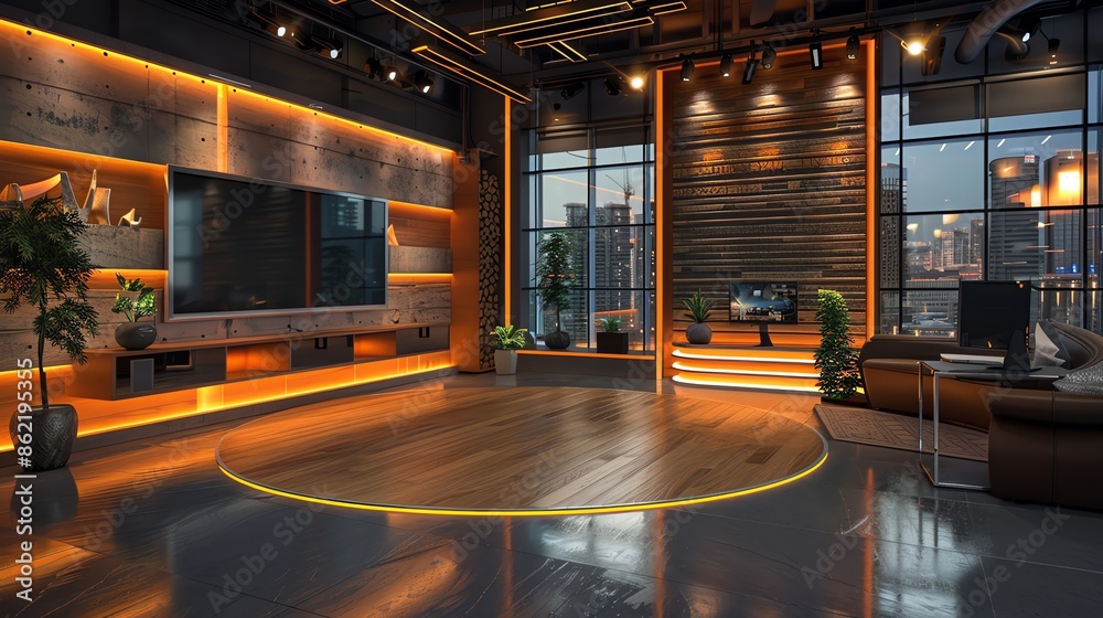 profesional tv studio elegant room green screen, CGI, masking, template ...