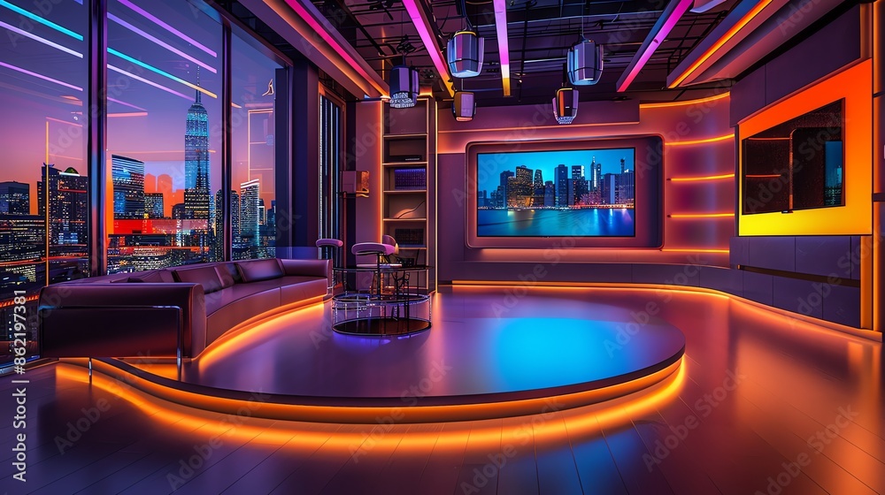 profesional tv studio elegant room green screen, CGI, masking, template ...