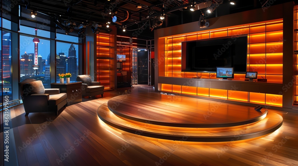 profesional tv studio elegant room green screen, CGI, masking, template ...