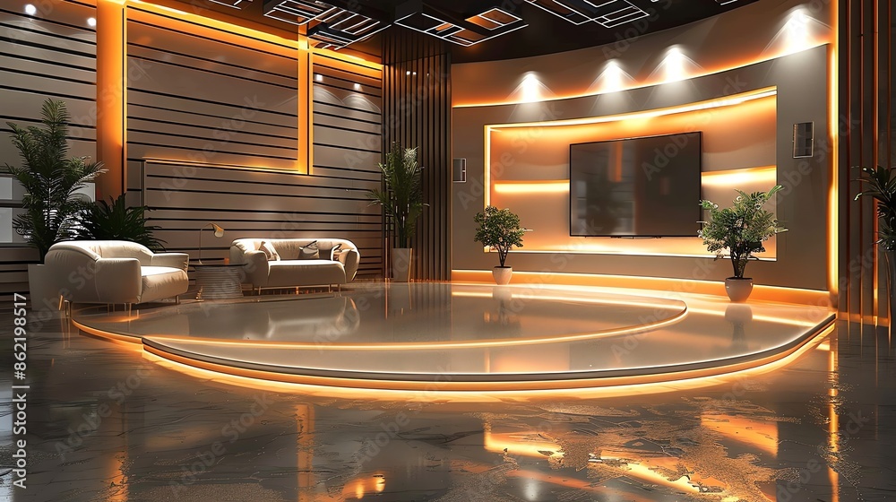 profesional tv studio elegant room green screen, CGI, masking, template ...