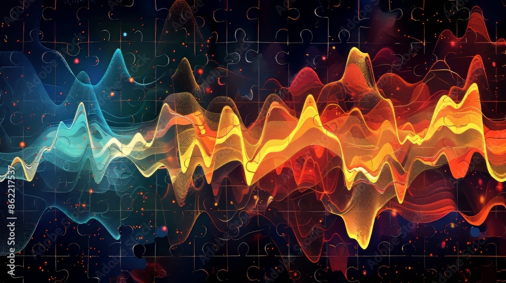 Heart rate data and encryption algorithms visualized as a digital ...