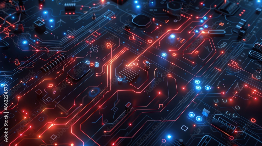 Circuit board and concept of artificial intelligence, circuit elements ...