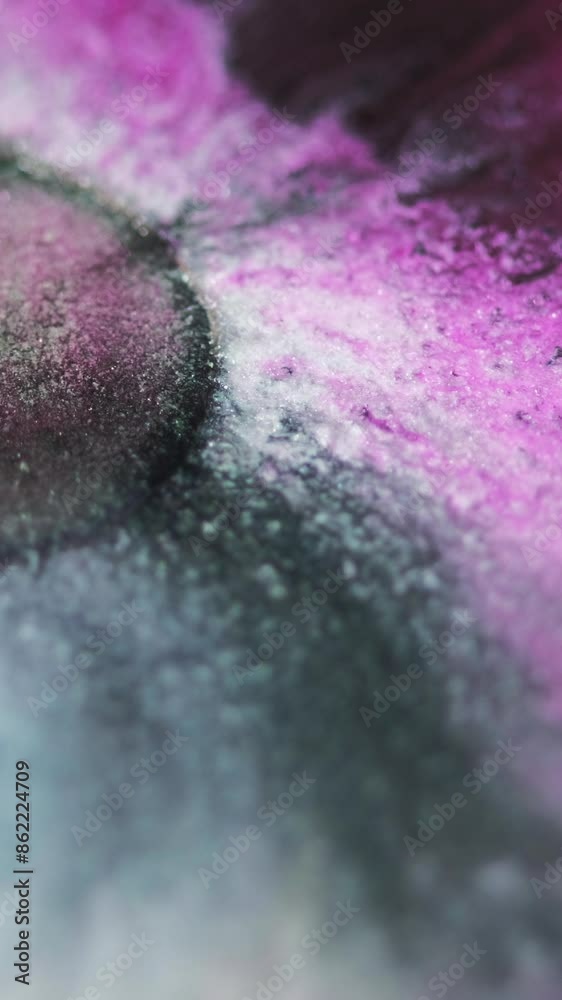 Vertical video. Paint splash. Ink drop. Defocused pink purple blue ...