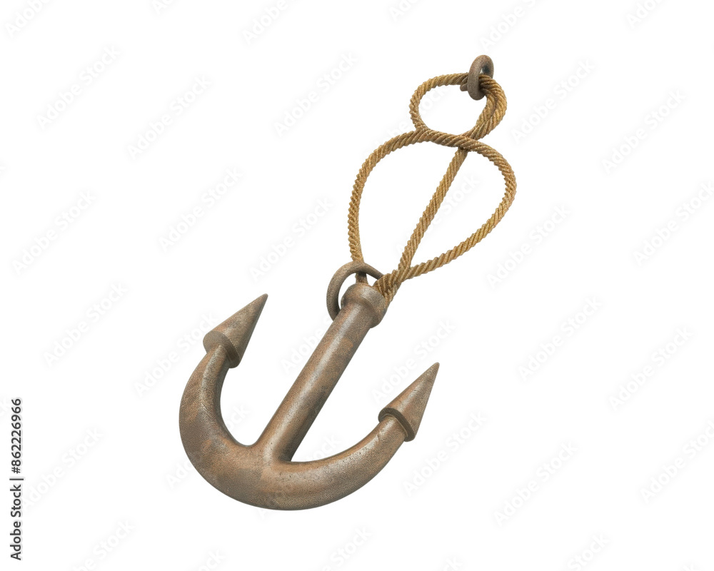 PNG of 3D minimal grappling hook simple hook with rope, streamlined ...