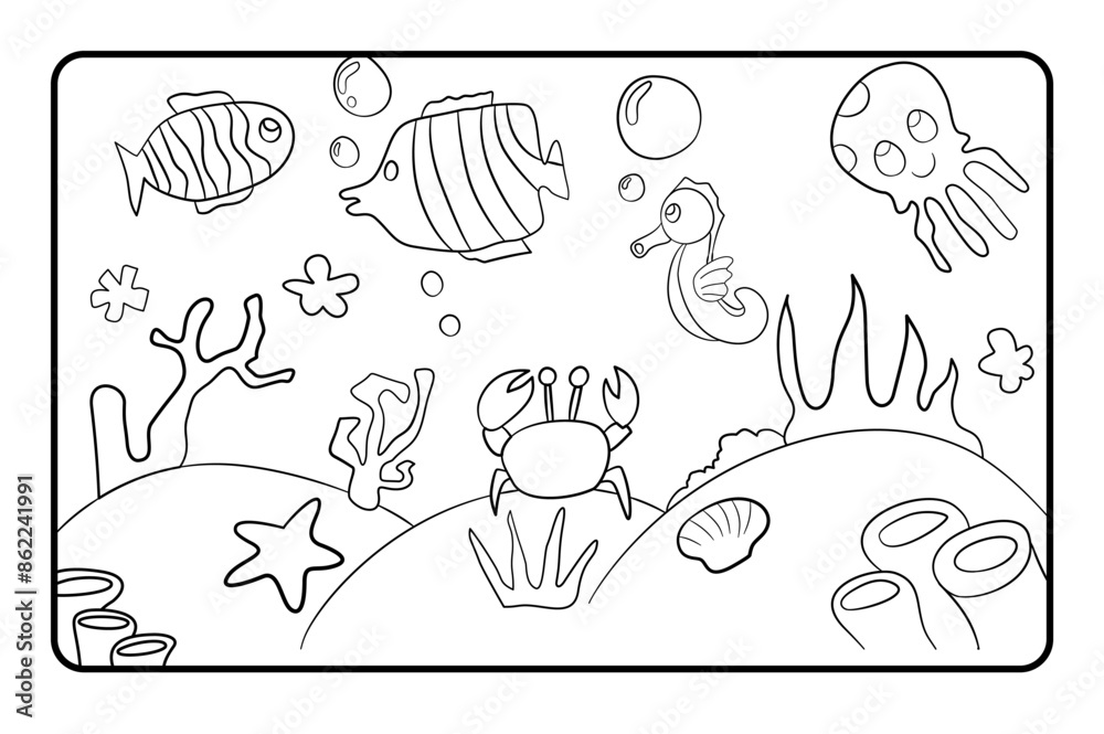 Coloring pages for kids featuring under the sea creatures. Great for ...