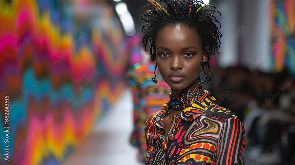 Clothes High-fashion runway with models showcasing avant-garde designs ...