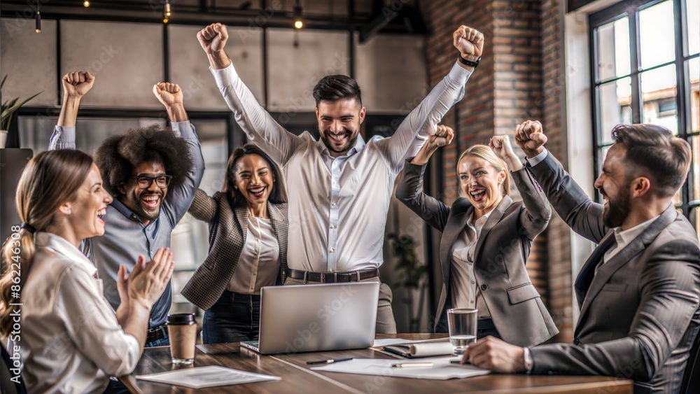 Founder Celebrating Success: A startup founder celebrating a milestone ...