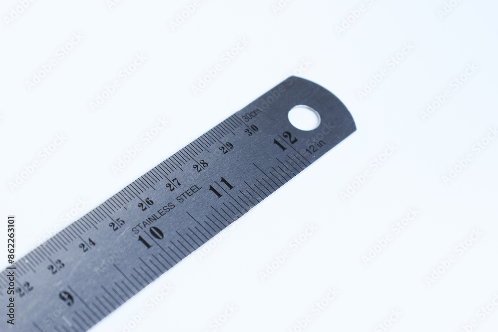 metal ruler isolated on white background, object for education Stock ...