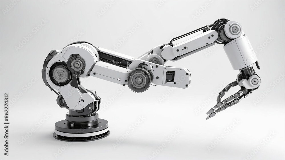 Innovation. 3D robot arm on white background. Mechanical hand ...