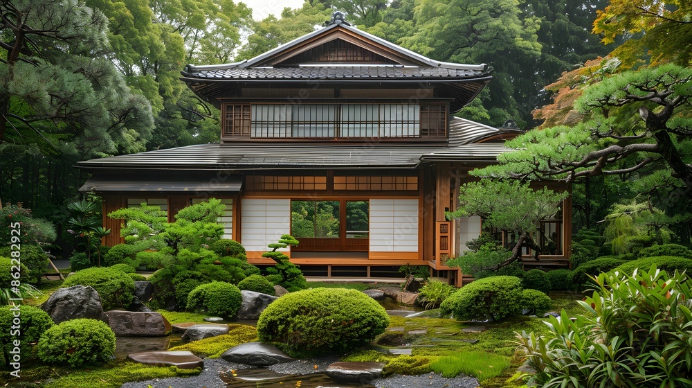 Japanese Wooden House, a traditional Japanese wooden house with sliding ...
