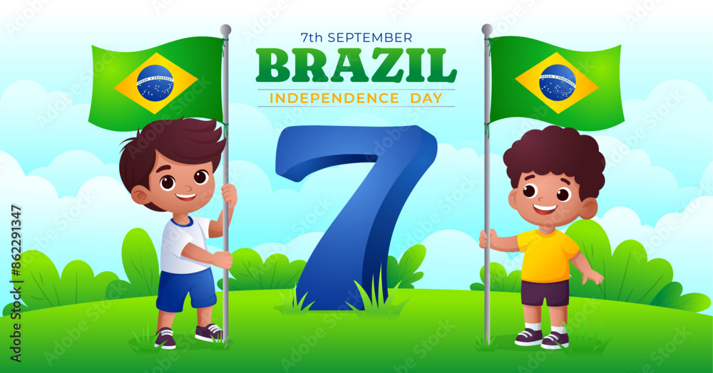 Cartoon 7th september Brazil Independence Day banner design, two ...