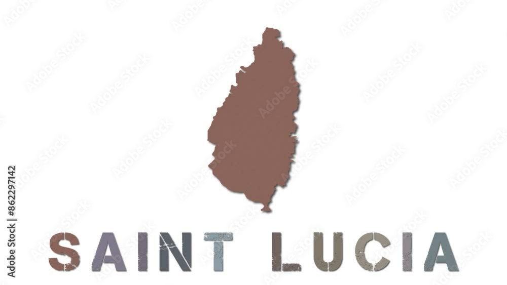 Saint Lucia map with paper regions. Animated island map growing from ...