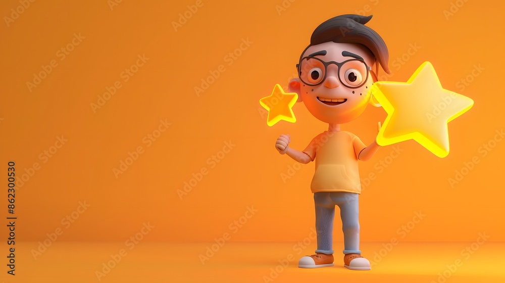 A 3D character designed to embody customer satisfaction, depicted with ...