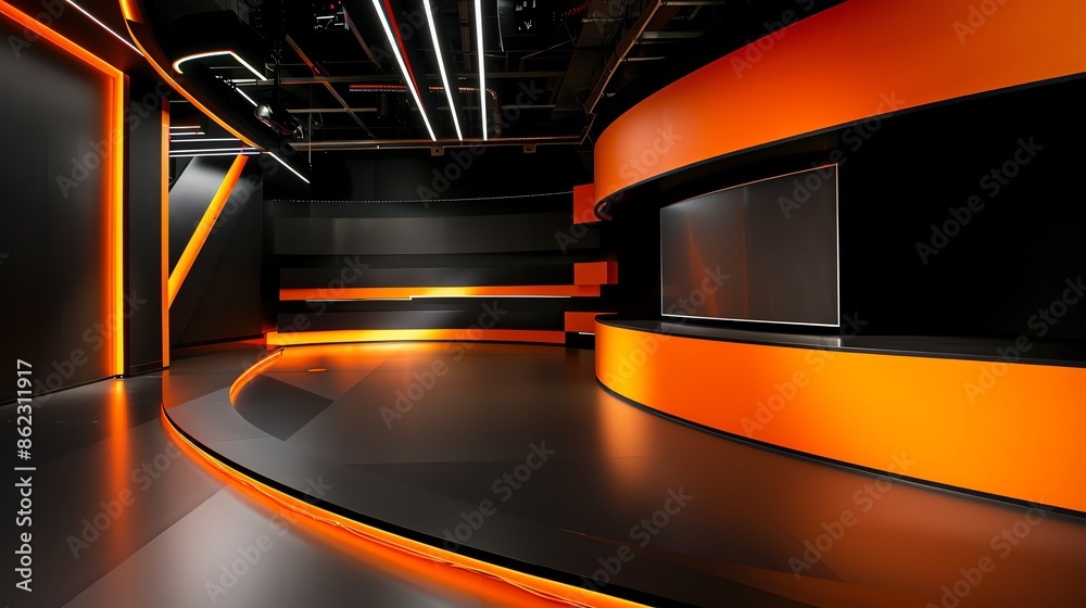 background studio television modern green screen, a photo of a bright ...