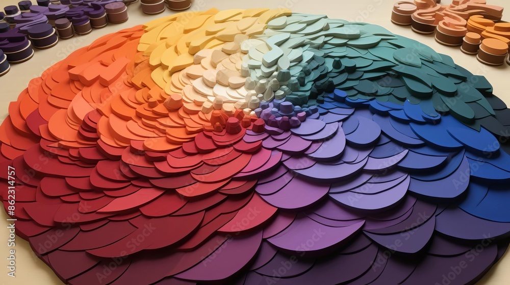 Clean carving art paper shapes, solid colors , The simplicity of the ...