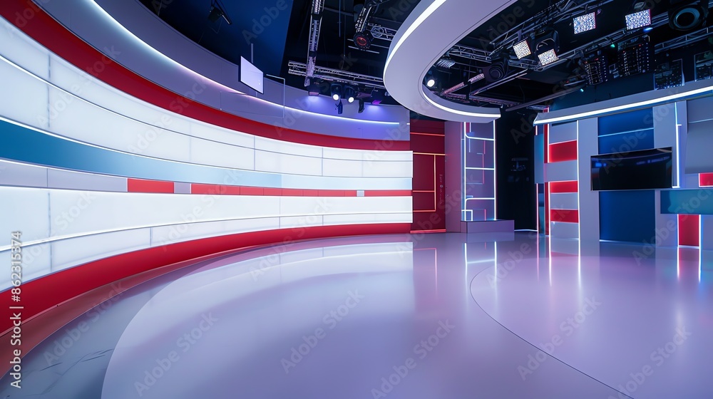 background studio television modern green screen, a photo of a bright ...