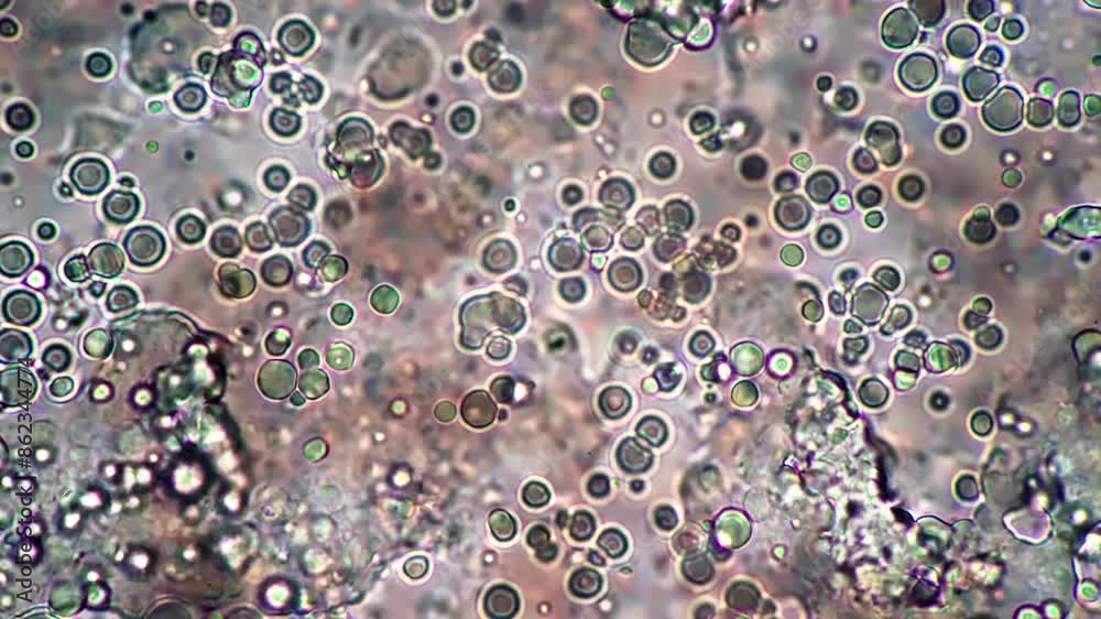 Vidéo Stock This video shows a microscopic view of yeast cells as seen ...