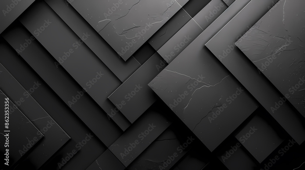 Abstract dark geometric background with layered overlapping rectangles ...