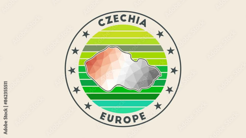 Czech Republic intro video. Badge with the circular name and map of the ...