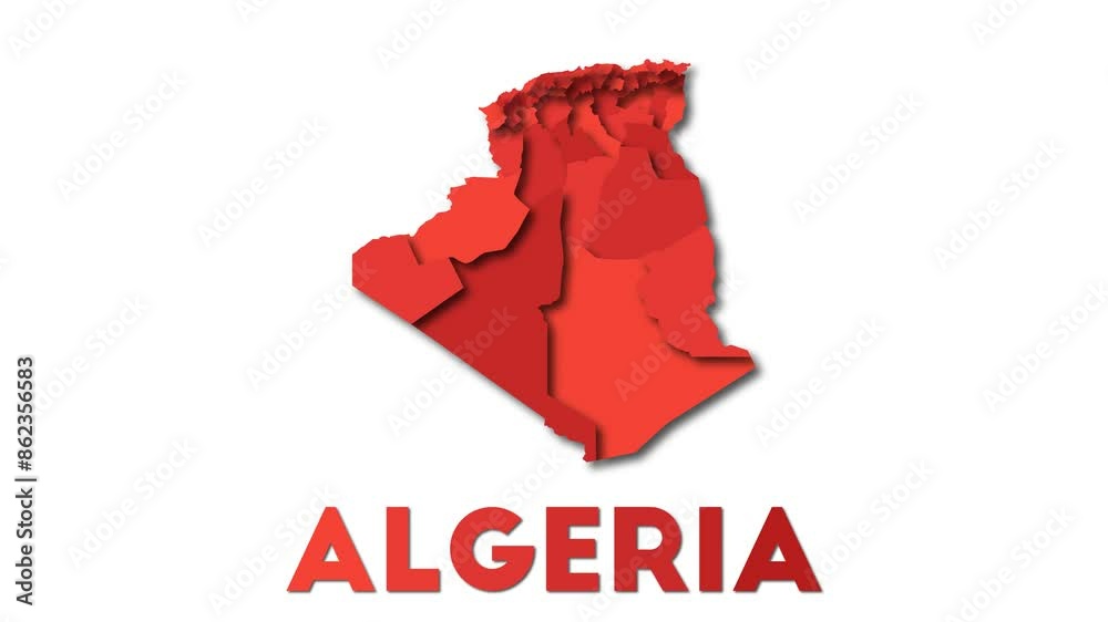 Algeria map showing regions. Animated country map with title. 4k ...