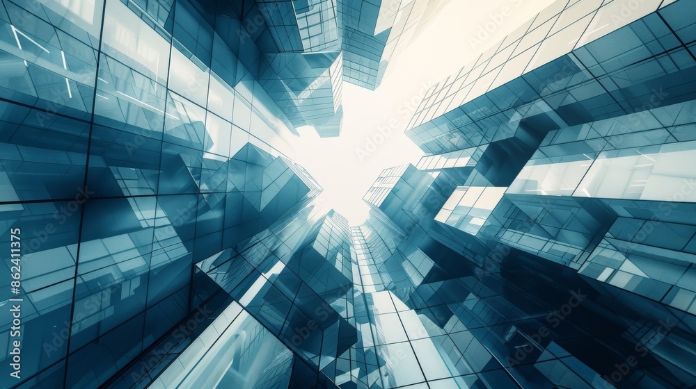 Complex layers of polygons and rectangles giving shape to a towering ...