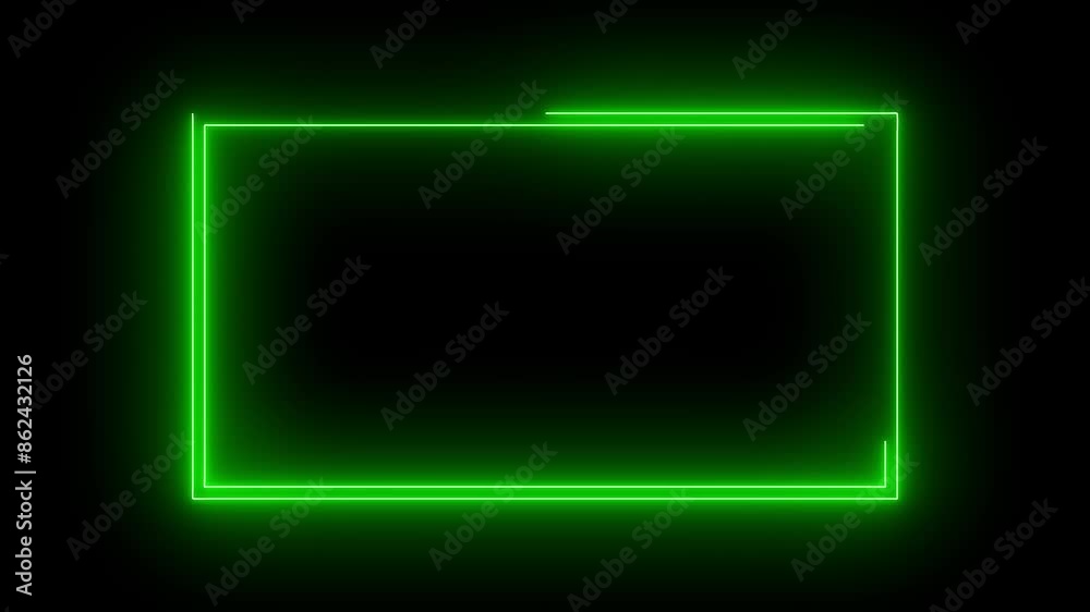 Square rectangle neon green color animation icon photo frame animated ...