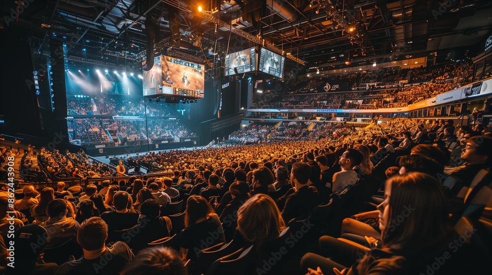 pro gamer man in headphones live streaming while playing online ...