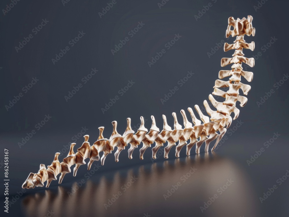 Detailed 3D render of the human spine and vertebrae, showcasing ...
