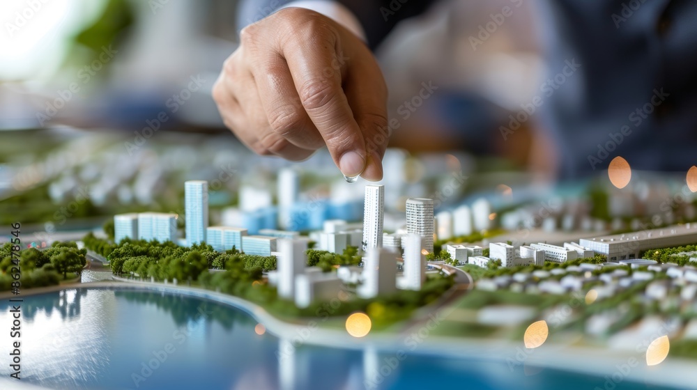 Public display of a sustainable urban planning model, highlighting eco ...