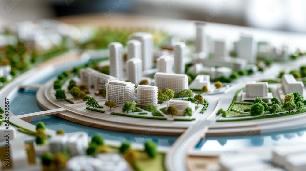 Public display of a sustainable urban planning model, highlighting eco ...