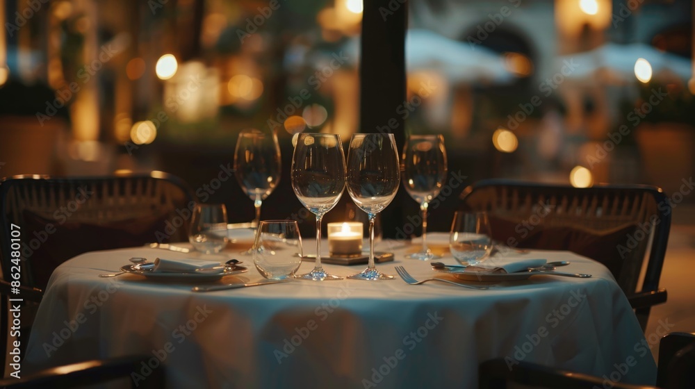 104. A view of a restaurant table with a romantic dinner setting ...